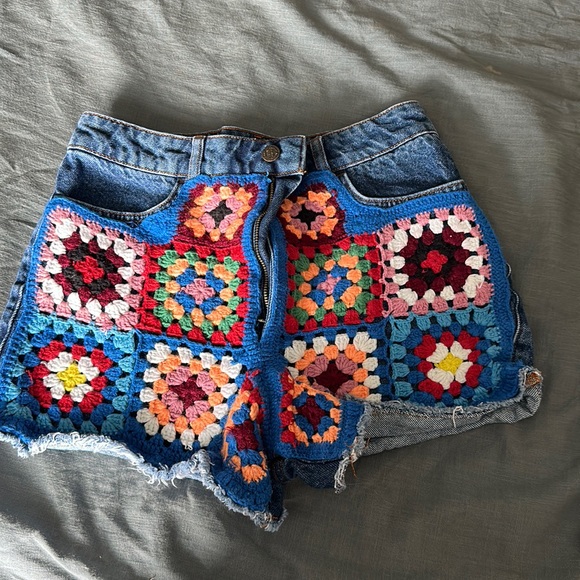 FARM Rio | Shorts | Farm Rio Crochet Detail Denim Shorts | Poshmark